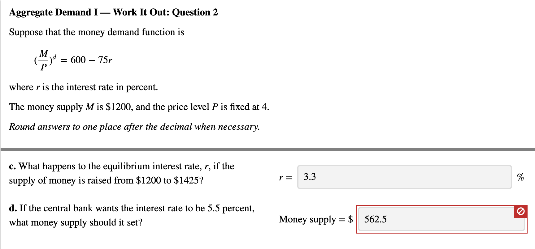 Solved Aggregate Demand I — Work It Out: Question 2 Suppose | Chegg.com