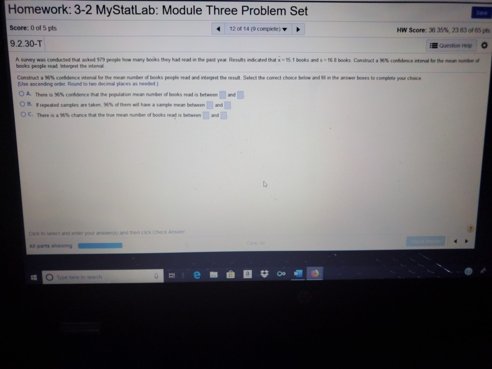 Solved Homework 3 2 Mystatlab Module Three Problem Set