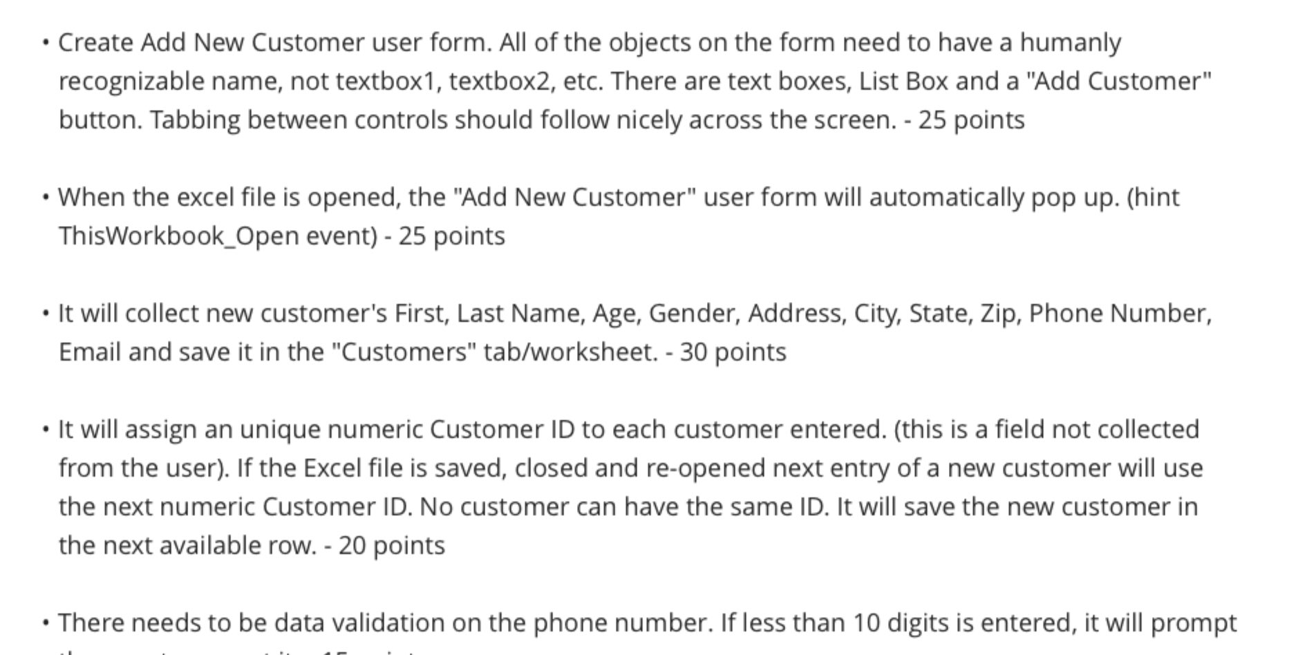 Solved Using Vba, develop a simple crm (customer | Chegg.com