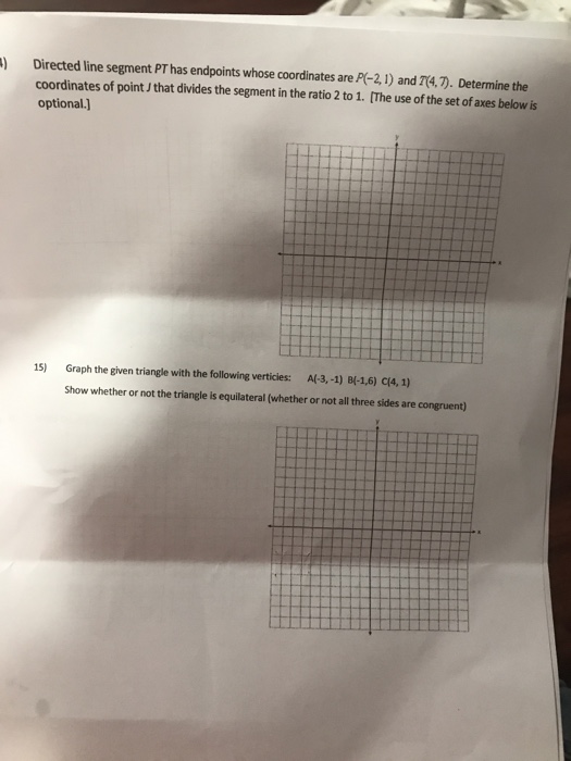 Solved Directed line segment PT has endpoints whose | Chegg.com