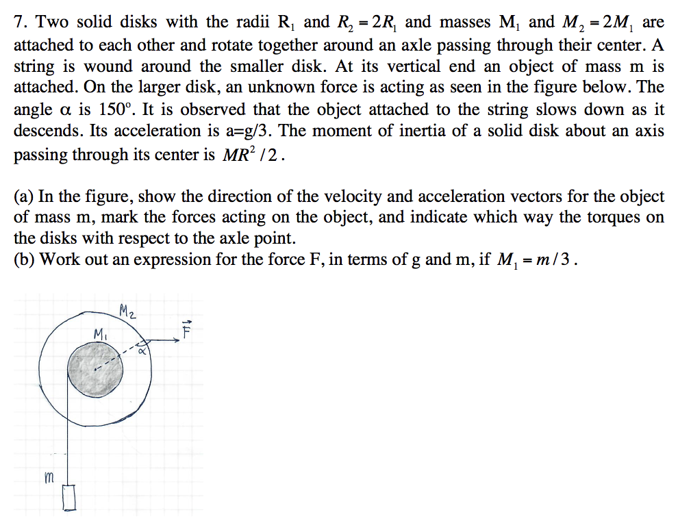 Solved 7. Two solid disks with the radii R, and R, = 2R, and | Chegg.com