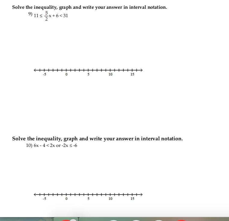 Solved Solve the inequality, graph and write your answer in | Chegg.com