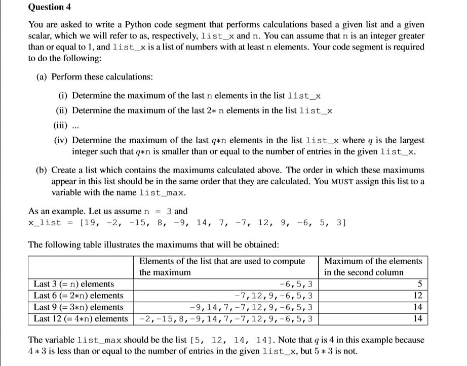 Solved Question 4 You are asked to write a Python code | Chegg.com