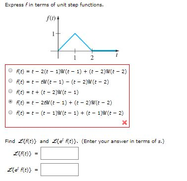 Solved Express fin terms of unit step functions. 2 f(t) = t_ | Chegg.com