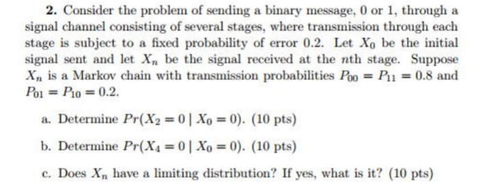 Solved 2 Consider The Problem Of Sending A Binary Message