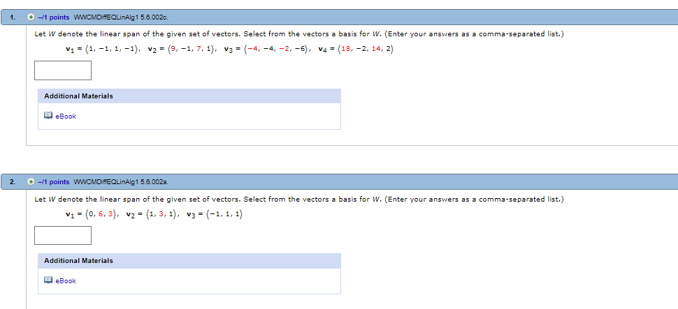 Solved 1. +-1 points WWCMDiffEaLinAlg1 5.6.002c. Let W | Chegg.com