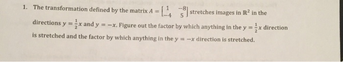 Solved The transformation defined by the matrix A = [1 -8 | Chegg.com