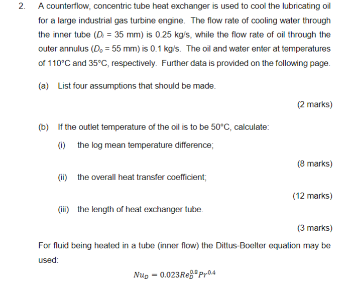Solved A counterflow, concentric tube heat exchanger is used | Chegg.com