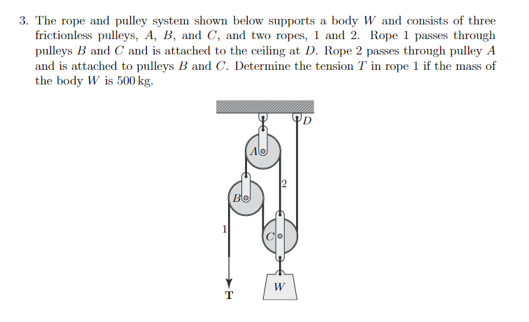 Solved The rope and pulley system shown below supports a | Chegg.com