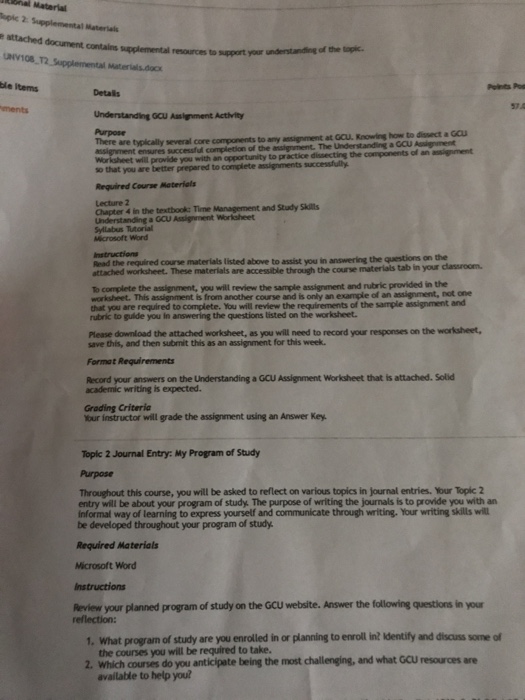 opic 2: Supplemental Materials attached document | Chegg.com