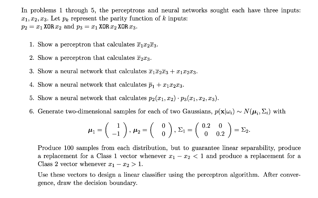 Solved In problems 1 through 5, the perceptrons and neural | Chegg.com