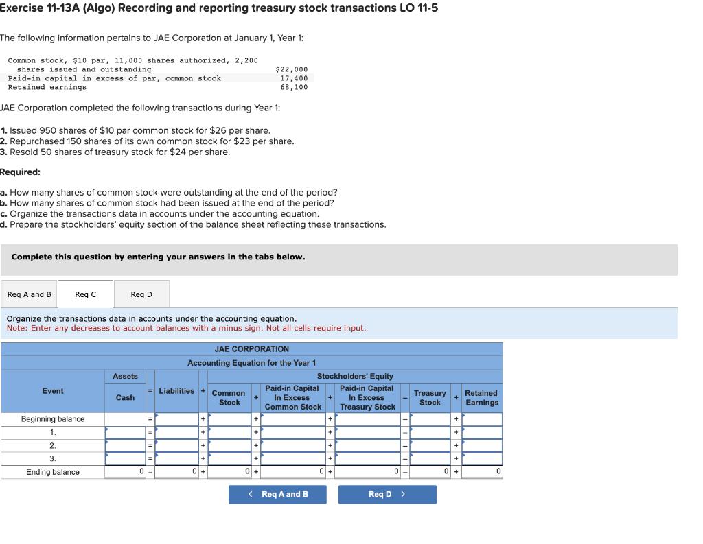Solved Exercise 11-13A (Algo) Recording and reporting | Chegg.com
