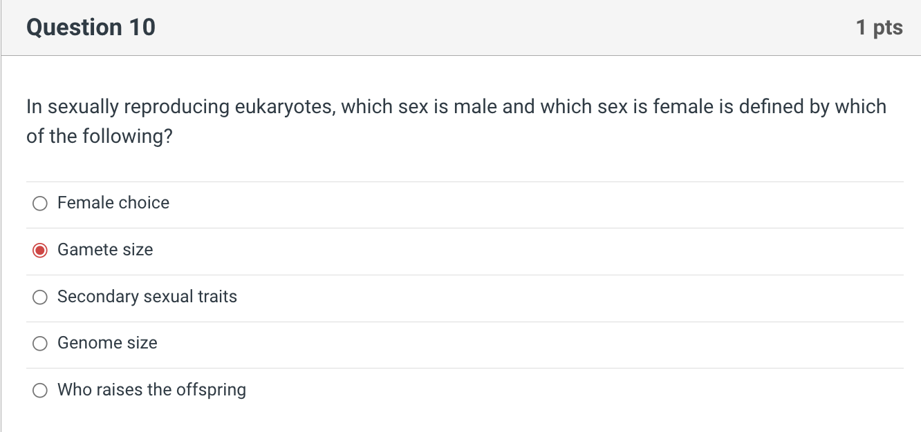 Solved In Sexually Reproducing Eukaryotes Which Sex Is Male