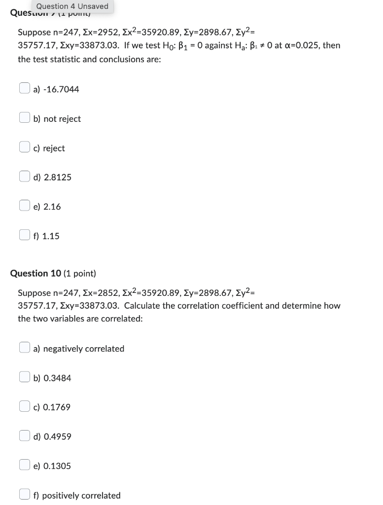 Solved Suppose n=247,Σx=2952,Σx2=35920.89,Σy=2898.67,Σy2= | Chegg.com