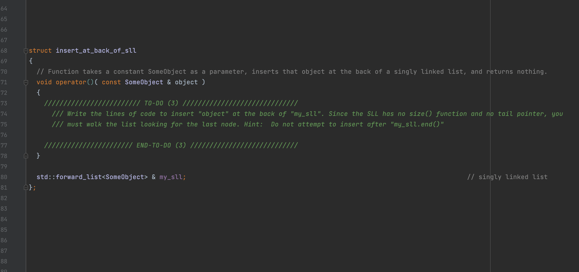 Solved struct insert_at_back_of_vector \{ // Function takes | Chegg.com