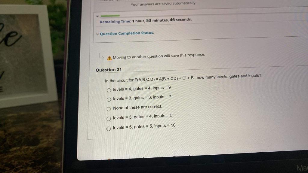 Solved Your answers are saved automatically. Remaining Time: | Chegg.com