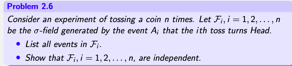 Solved Problem 2.6 Consider an experiment of tossing a coin | Chegg.com