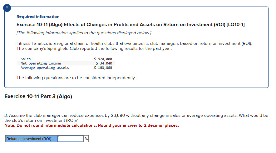 Solved Required informationExercise 10-11 (Algo) ﻿Effects of | Chegg.com