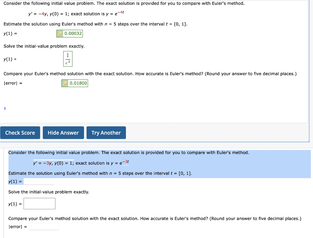 Solved Consider the following initial value problem. The | Chegg.com
