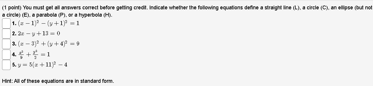 Solved (1 point) You must get all answers correct before | Chegg.com