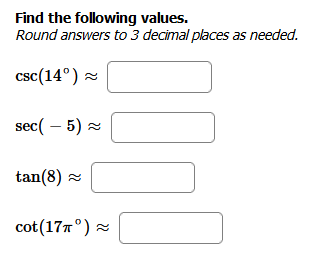 Solved Find the following values. Round answers to 3 decimal | Chegg.com
