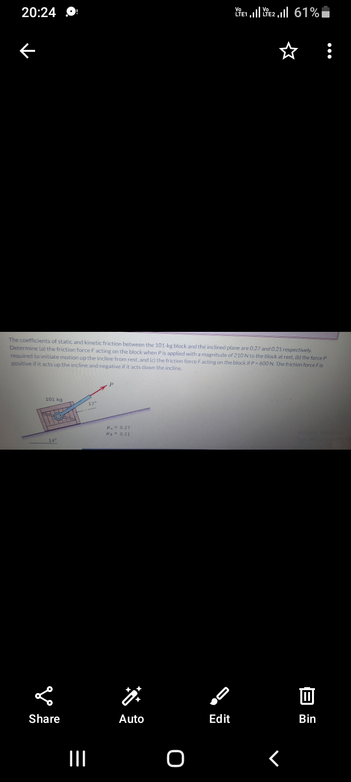 Solved The coefficients of static and kinetic friction | Chegg.com