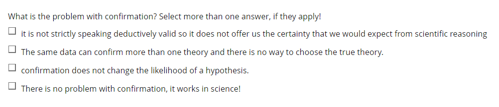 Solved What is the problem with confirmation? Select more | Chegg.com