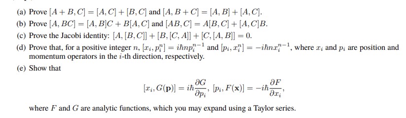 (a) ﻿Prove [A+B,C]=[A,C]+[B,C] ﻿and | Chegg.com