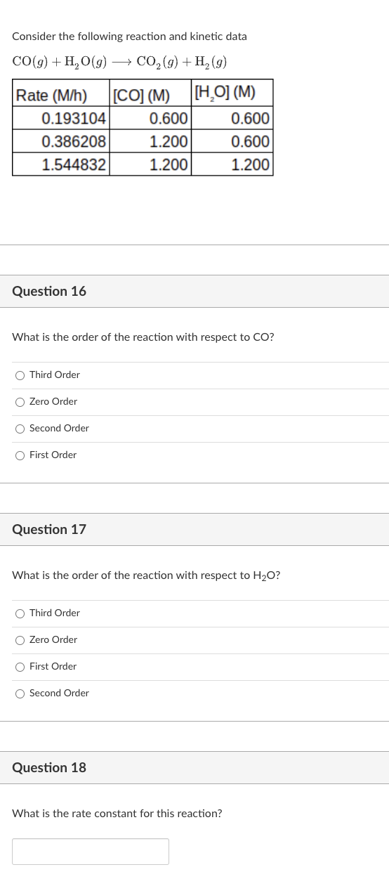 Solved Consider the following reaction and kinetic data | Chegg.com
