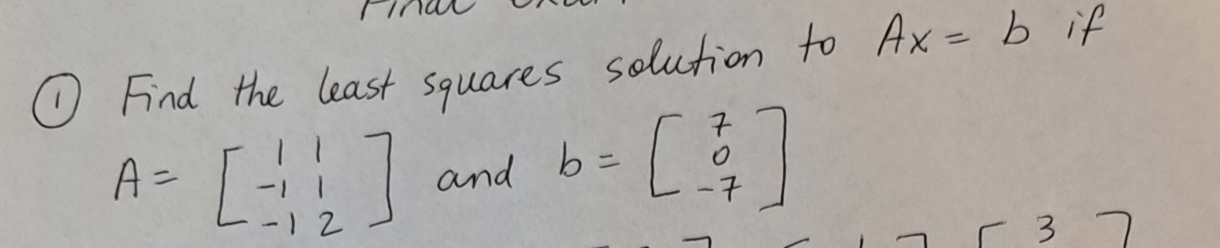 Solved Find the least squares solution to Ax=b if | Chegg.com