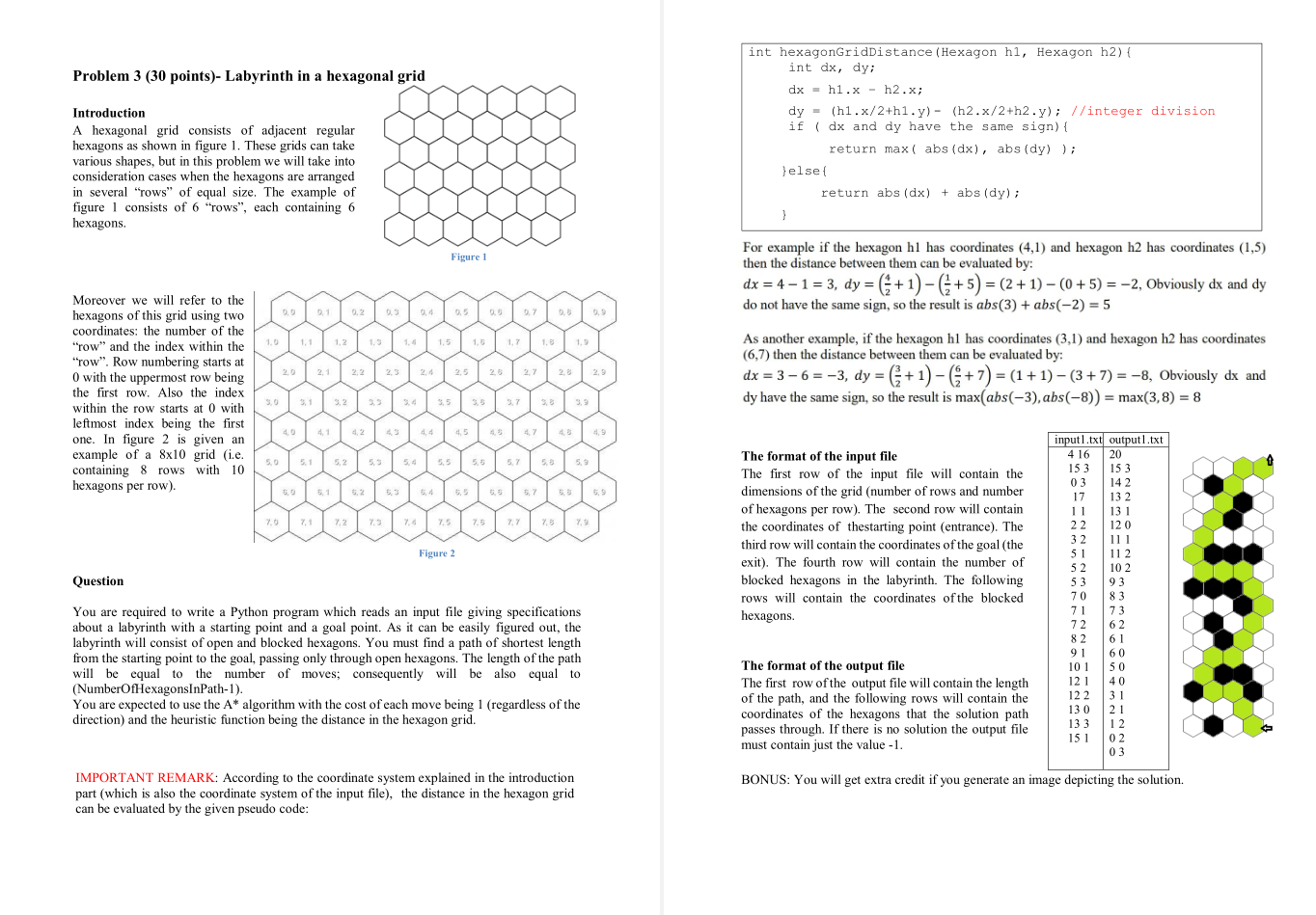 Problem 3 (30 points)- Labyrinth in a hexagonal grid | Chegg.com