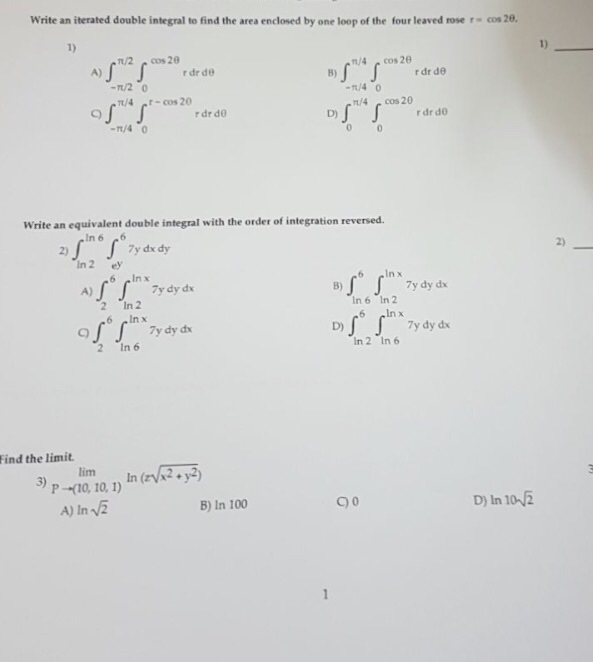 Solved Write an iterated double integral to find the area | Chegg.com