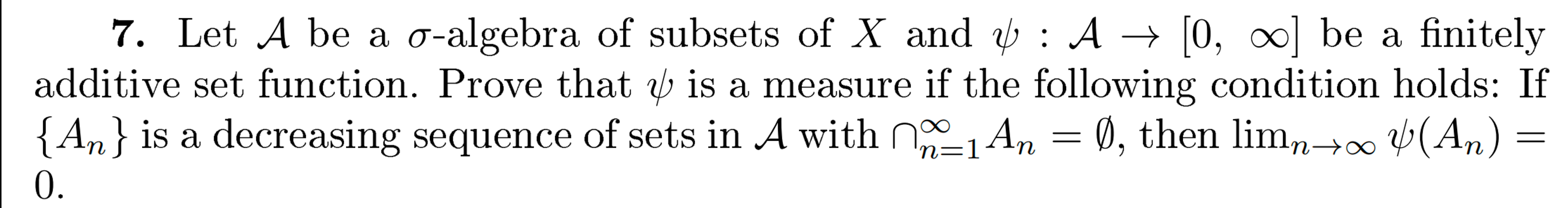 Let A ﻿be A σ Algebra Of Subsets Of X ﻿and ψ A→[0 ∞]