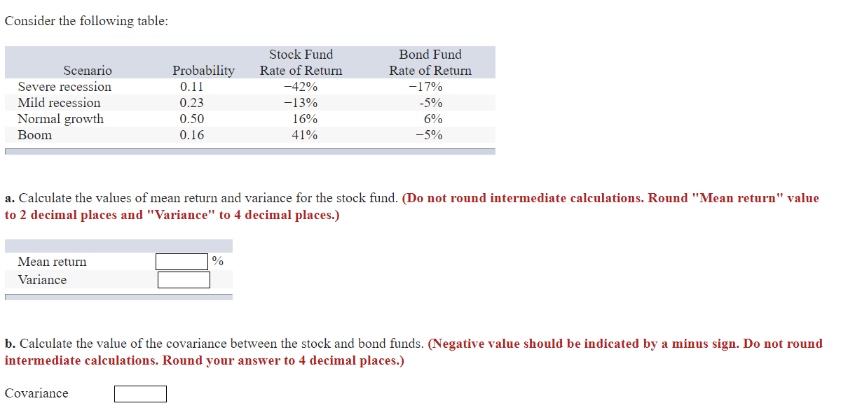 Solved Consider the following table: a. Calculate the values | Chegg.com