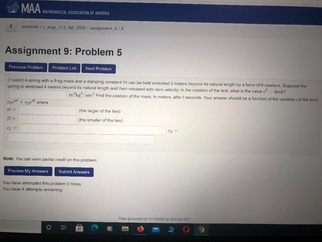 MAA MATHEMATICAL ASSOCIATION OF AMERICA webwork / z | Chegg.com