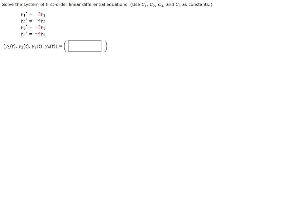 Solved Solve the system of first-order linear differential | Chegg.com