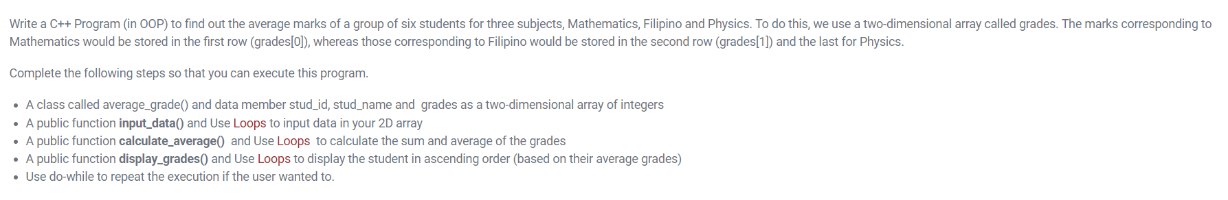 Solved Write A C Program In Oop To Find Out The Average