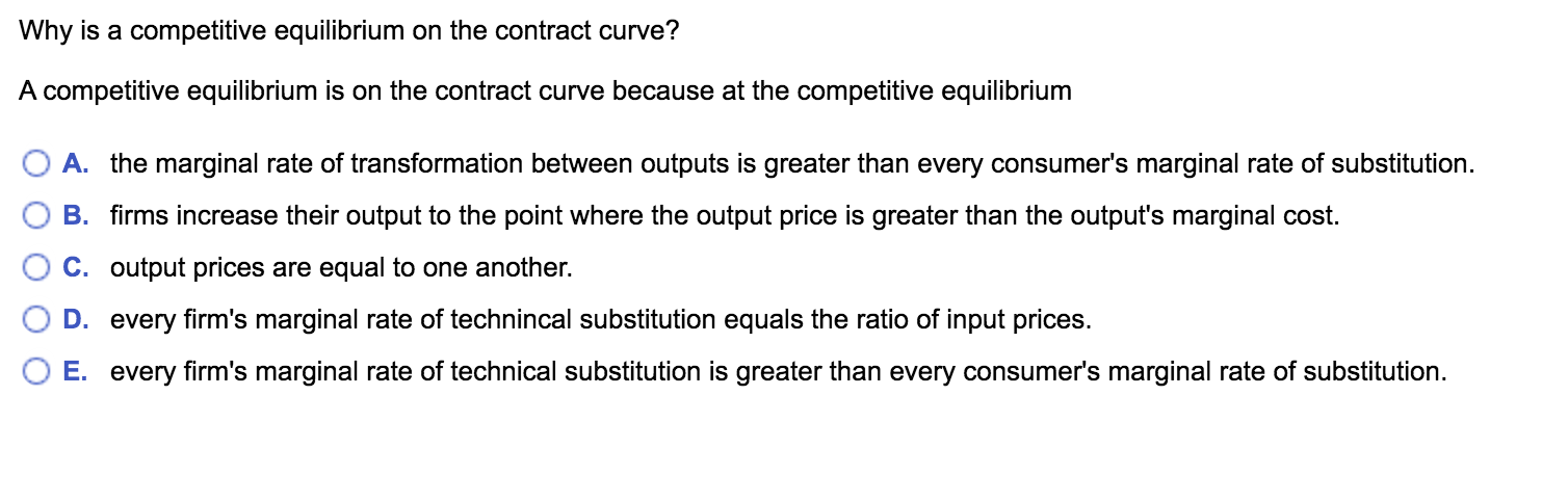Solved Why is a competitive equilibrium on the contract | Chegg.com