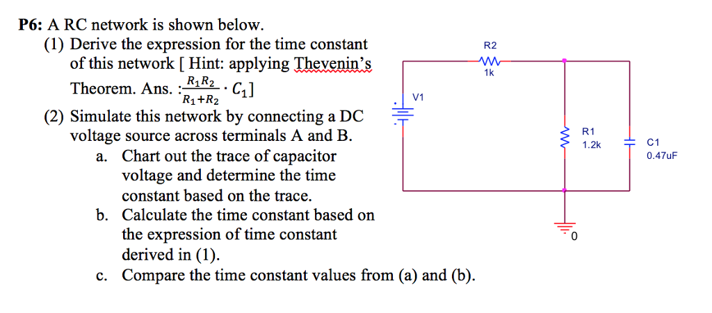 P6: A RC network is shown below (1) Derive the | Chegg.com