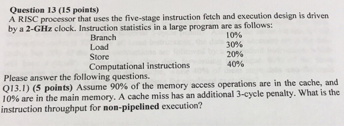 Solved Question 13 (15 points) A RISC processor that uses | Chegg.com