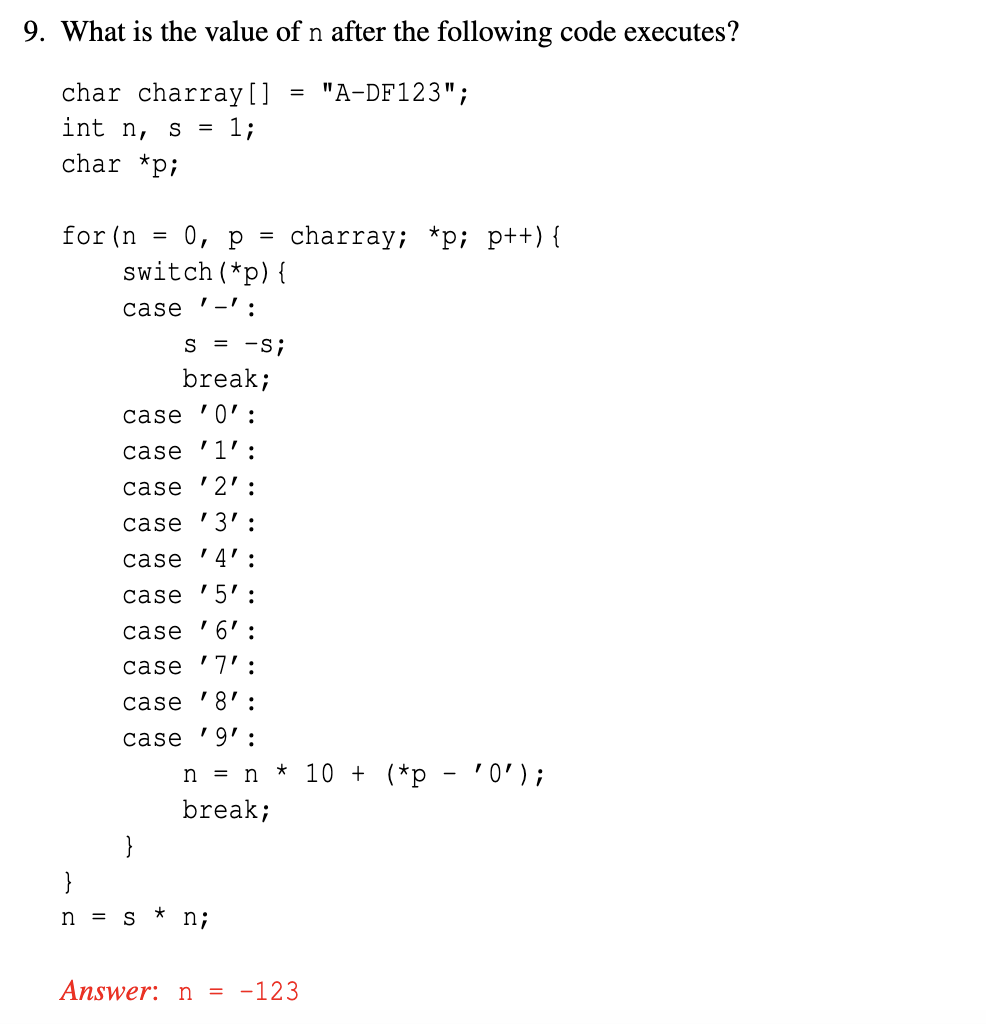 Solved 9. What is the value of n after the following code | Chegg.com