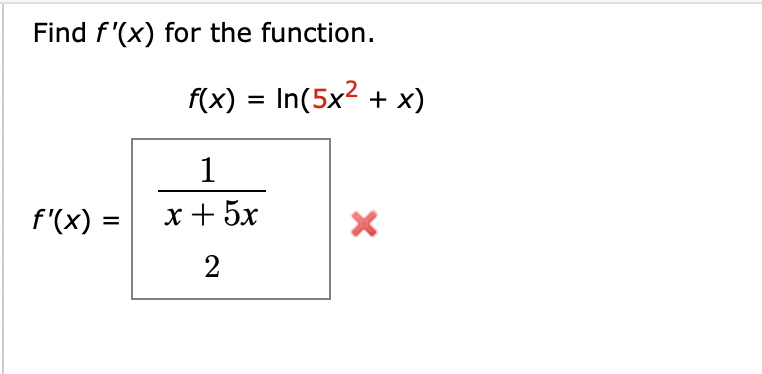Solved Find f′(x) for the function. | Chegg.com