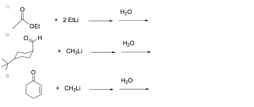Solved 1) ∫OEt+2EtLi 2) +CH3Li H2O 3) +CH3Li H2O | Chegg.com