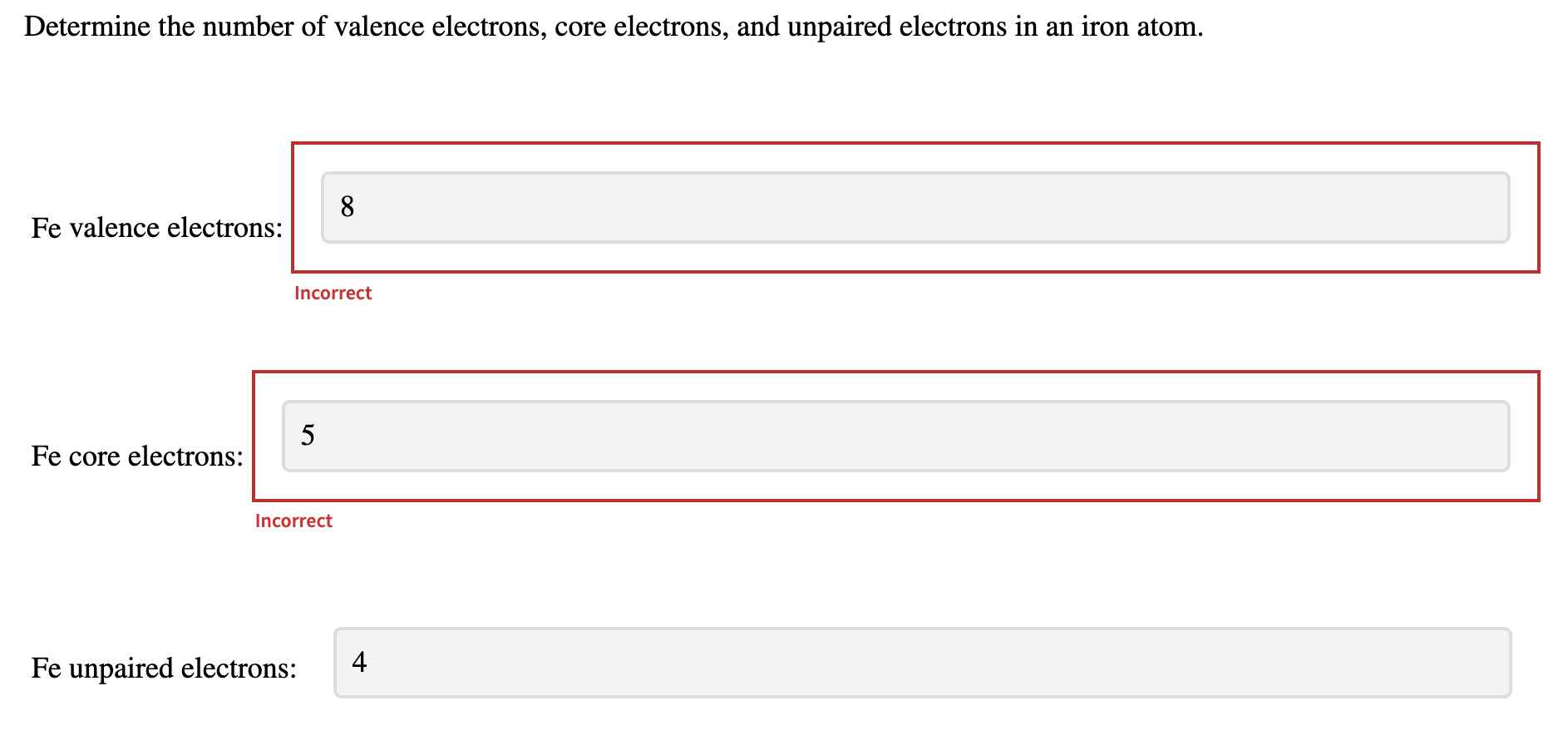 Solved Determine the number of valence electrons, core | Chegg.com