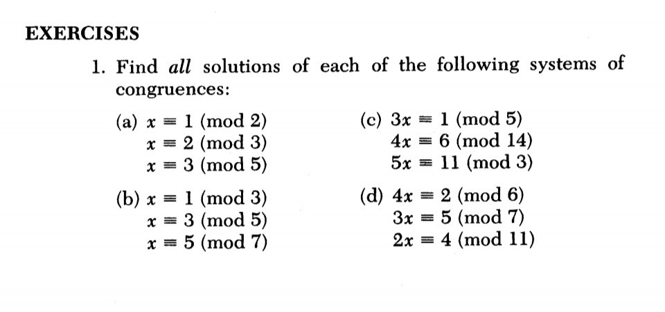 Solved EXERCISES 1 Find All Solutions Of Each Of The Chegg