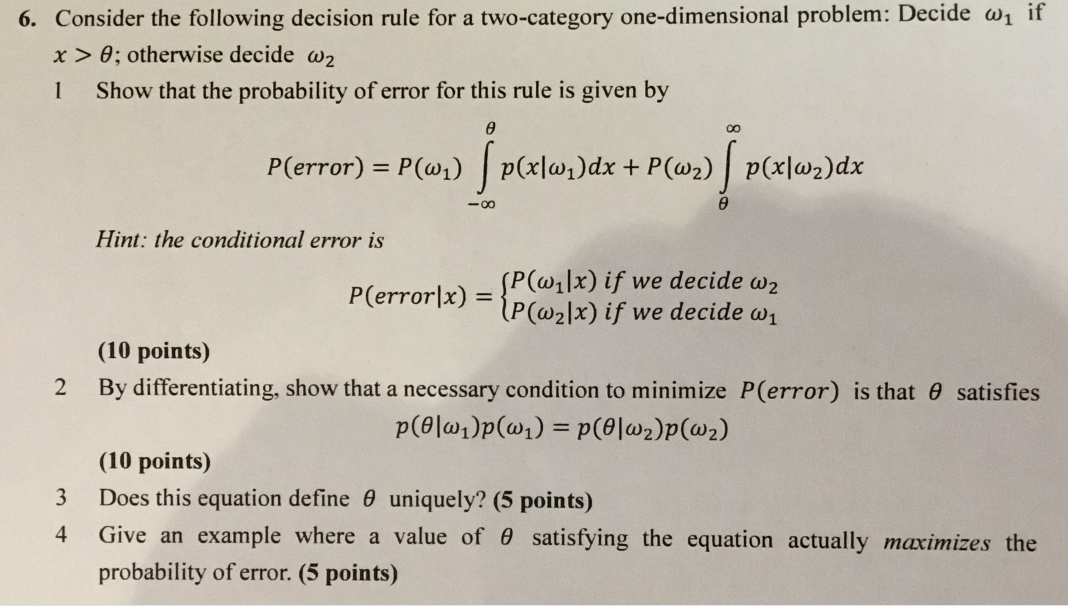 Solved 6. Consider the following decision rule for a | Chegg.com