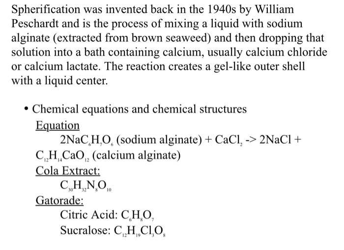 Solved We are doing an experiment to see if spherification | Chegg.com