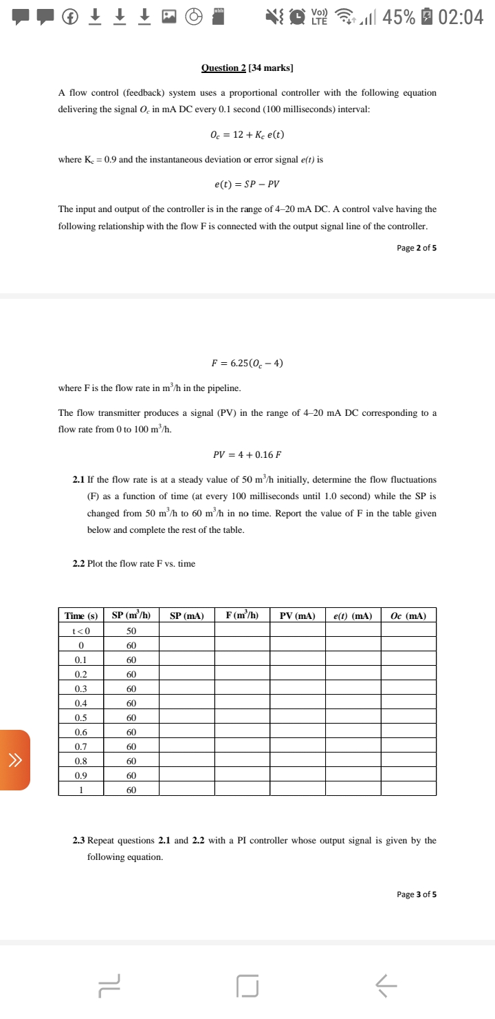 Solved » while Ⓒ Vol 45% 02:04 Vo)) LTÉ Question 2 [34 | Chegg.com