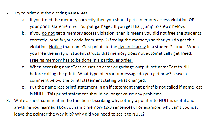Solved 3. Free the old array memory 4. Change what your | Chegg.com Solved 3. Free the old array memory 4. Change what your | Chegg.com