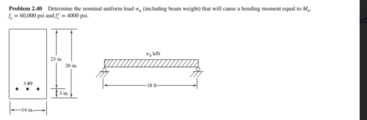 Solved Problem 2.40 Determine the nominal uniform load w, | Chegg.com